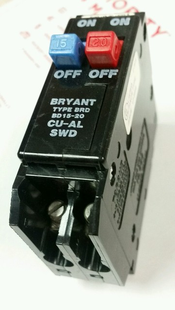 Bryant BD1520 Duplex Twin Circuit Breaker 15/20a 120/240vac 10 000aic ...