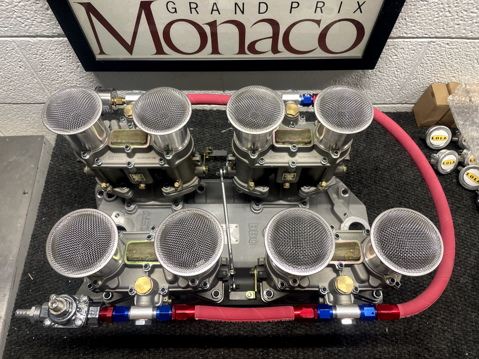 BBC Chevy Retno Weber Intake and 48 IDA Set Up For Lola McLaren CanAm ...