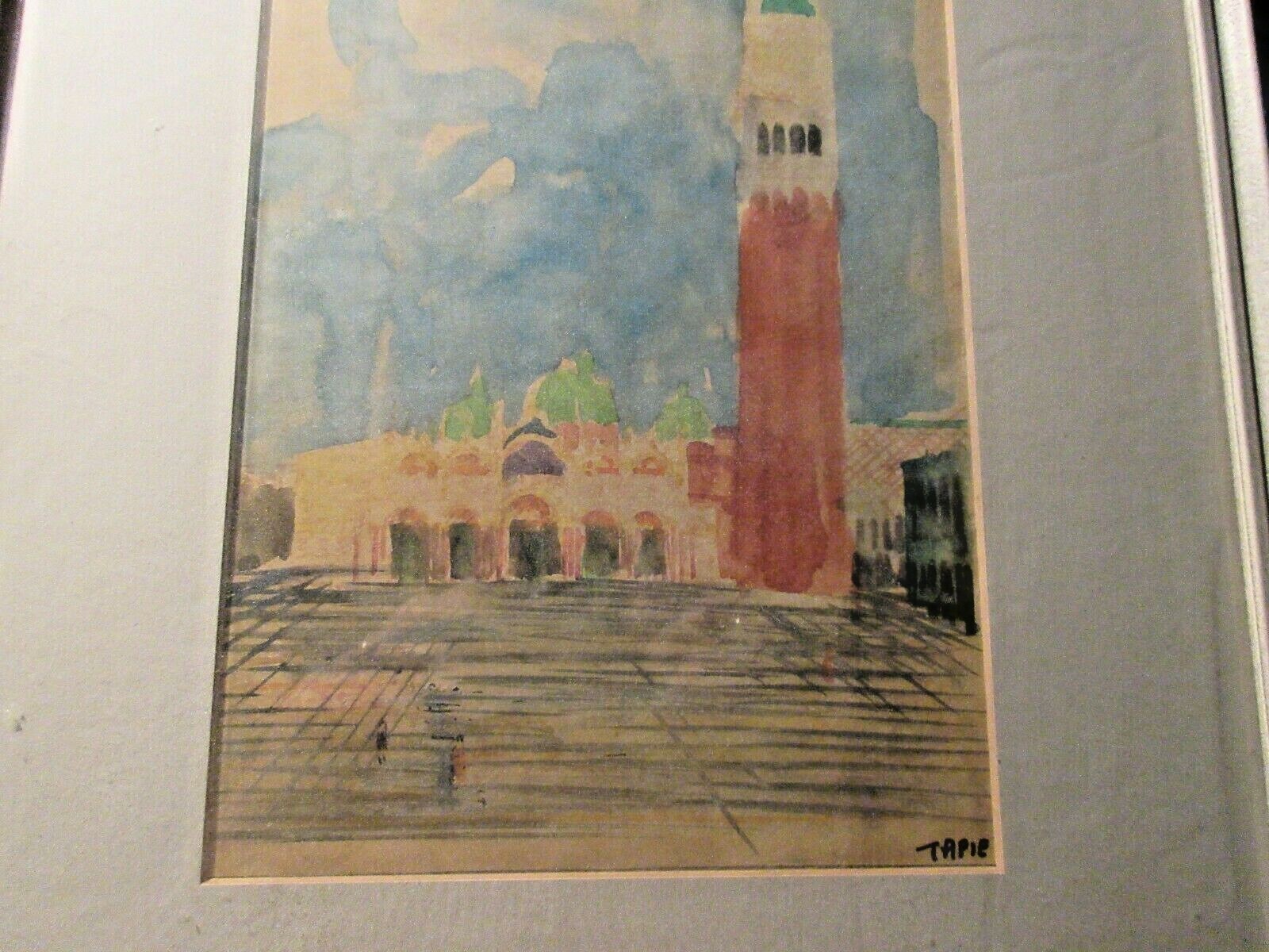FRENCH ARTIST MICHEL TAPIE' 1909- 1987 WATER COLOR CITYSCAPE | eBay