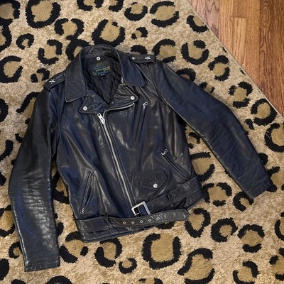 Schott Leather Motorcycle Jacket M Black Rare Perfecto 519 | eBay