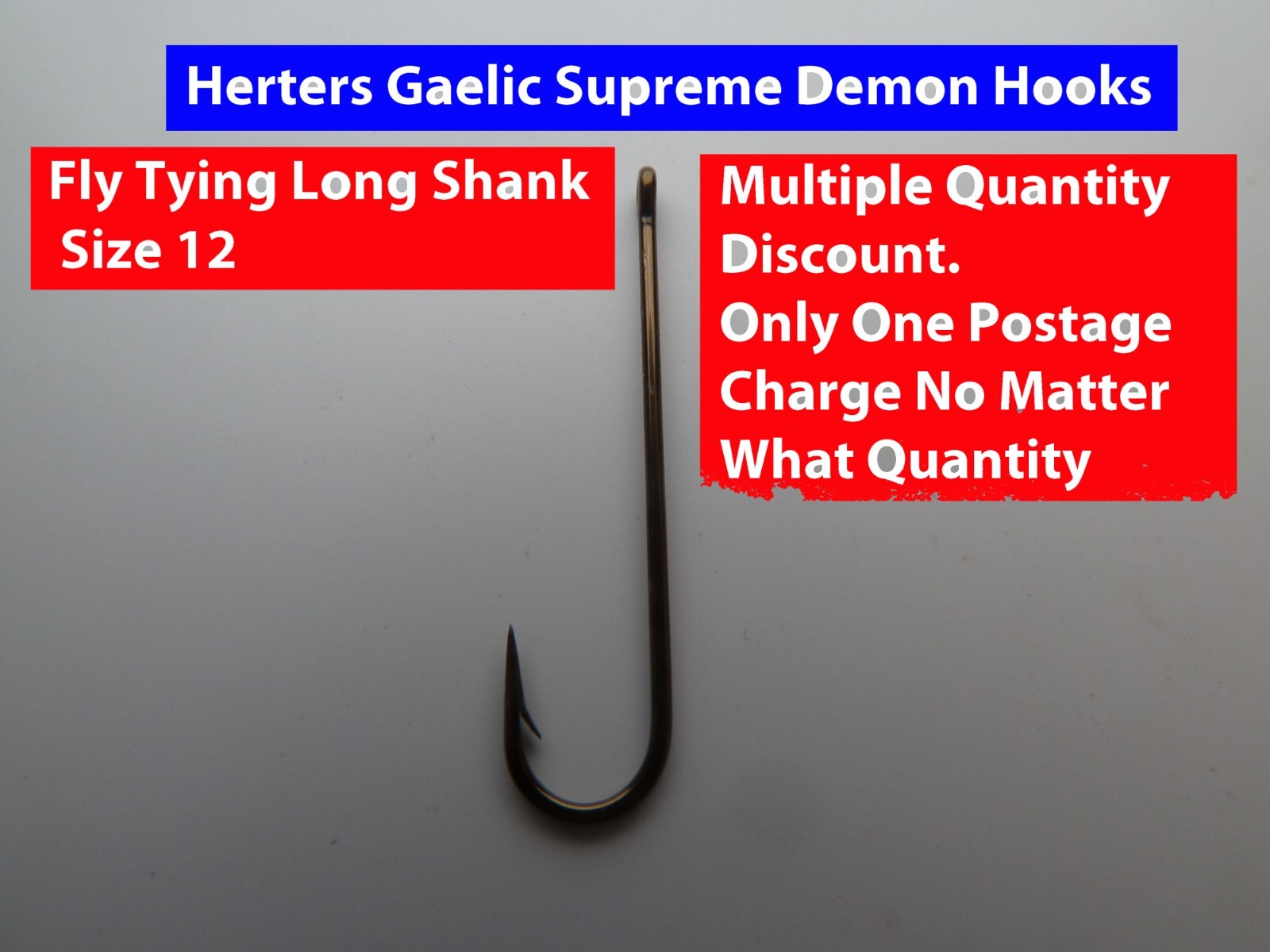 Vintage Gaelic Supreme Demon Hooks Size 12 Fly Tying Fishing Hooks Pack ...