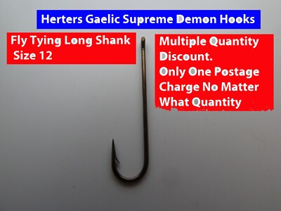 Vintage Gaelic Supreme Demon Hooks Size 12 Fly Tying Fishing Hooks Pack ...