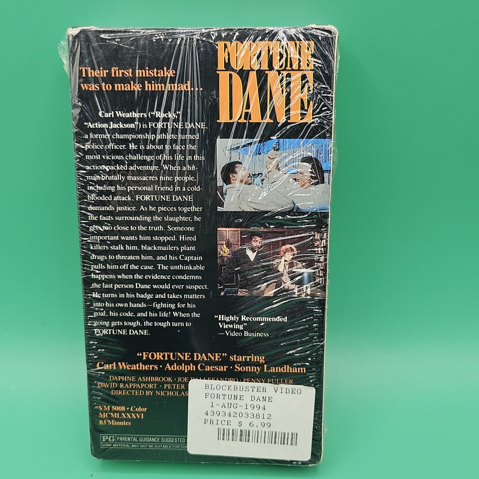 Fortune Dane (VHS 1991) Carl Weathers BRAND NEW - SEALED Vintage VHS ...