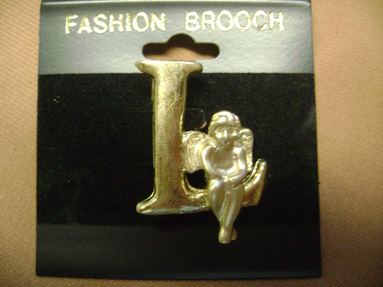 NWT- FASHION GOLD TONE INITIAL LETTER "L" ANGEL CHERUB PIN/BROOCH | eBay