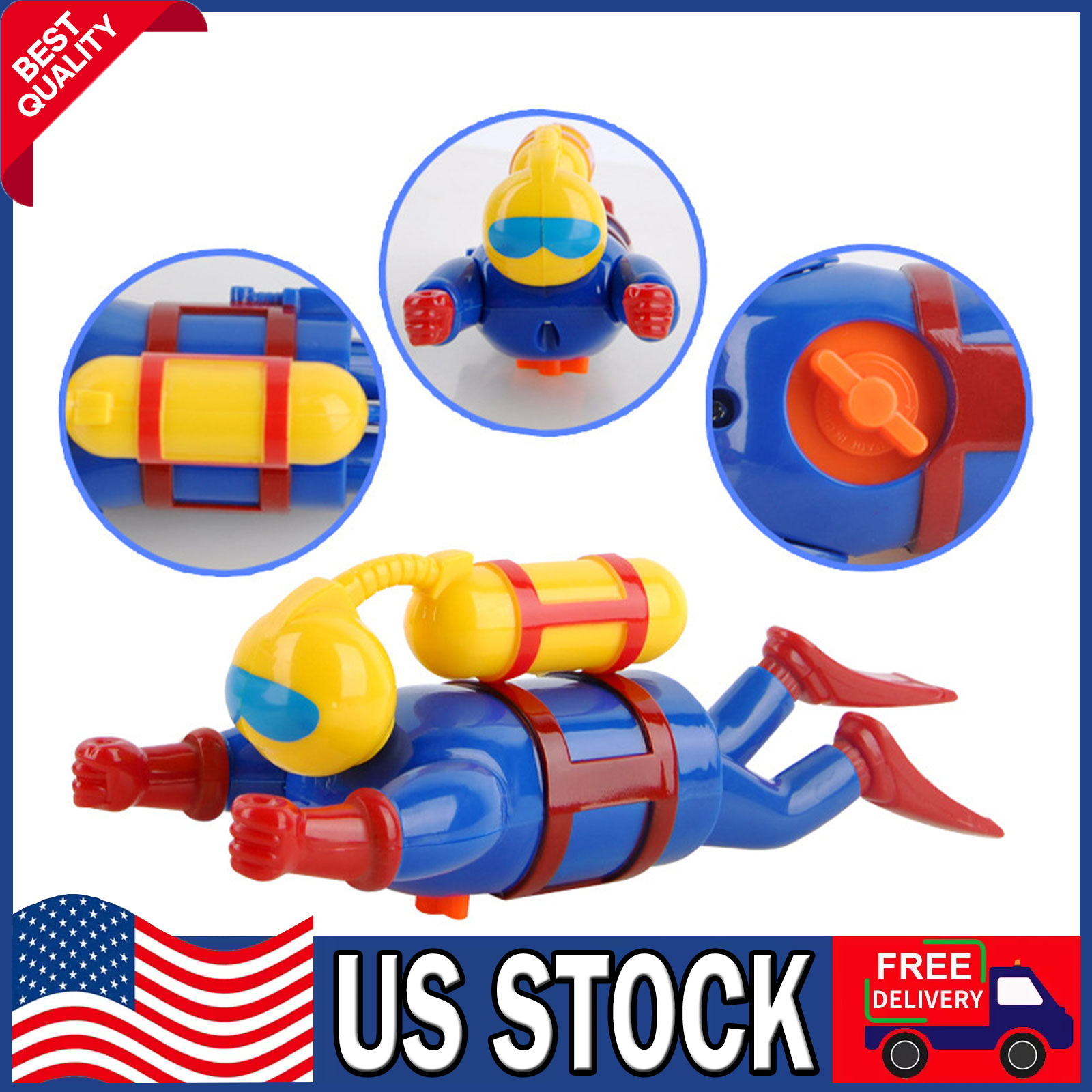 Funny Bathtub Toys Gifts Wind-Up Scuba Diver Swimming Bath Toy for Kids ...