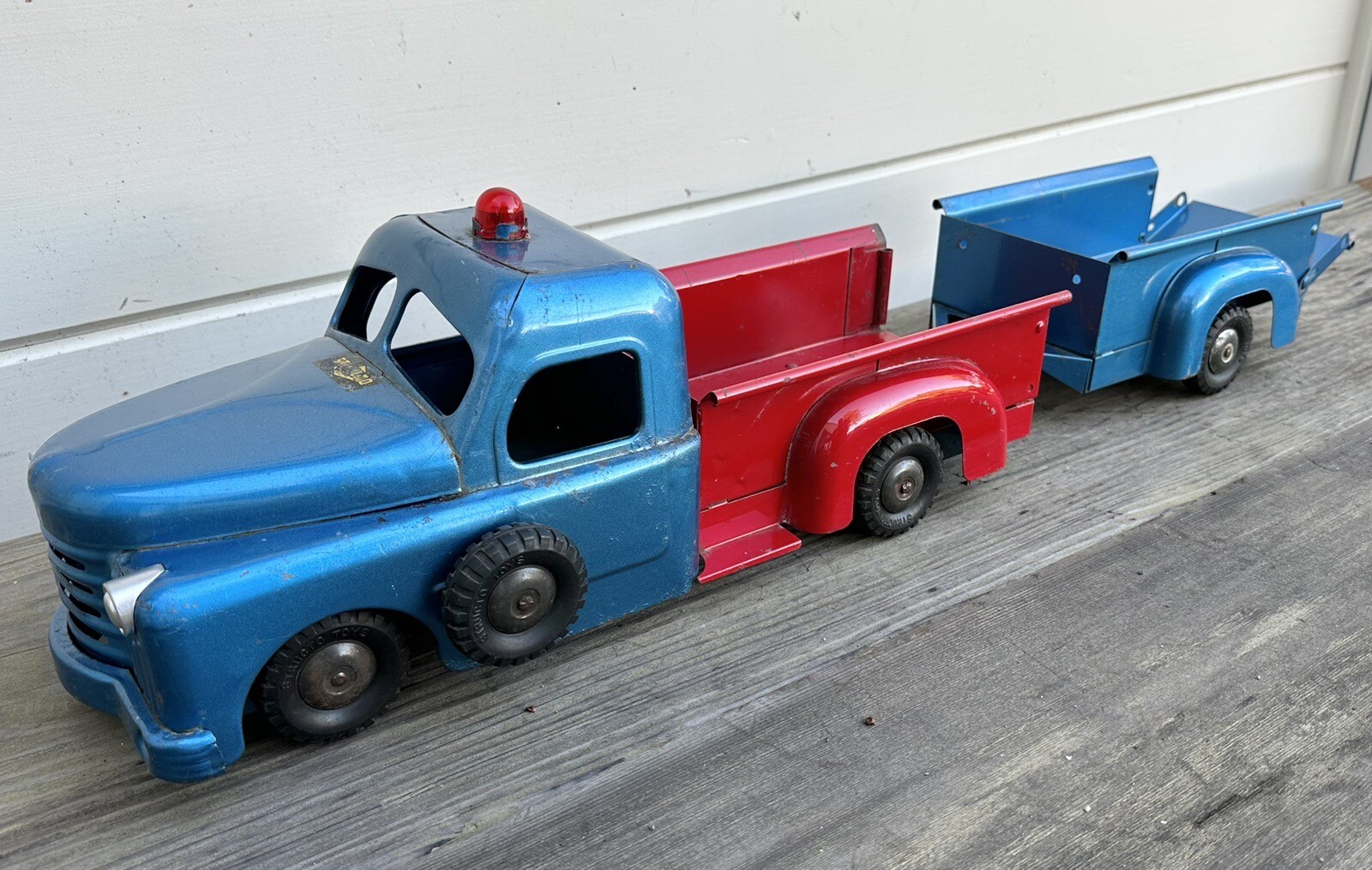 Antique Vintage Pressed Steel Structo Toy USAF Pick Up Truck & Trailer ...