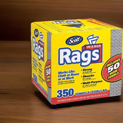 (TM) Scott Shop Rags In A Box 350 Count White Soft and Low in Lint ...