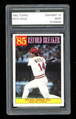 1986 Topps Pete Rose Record Breaker #206 FGS 10 Gem Mint Cincinnati ...