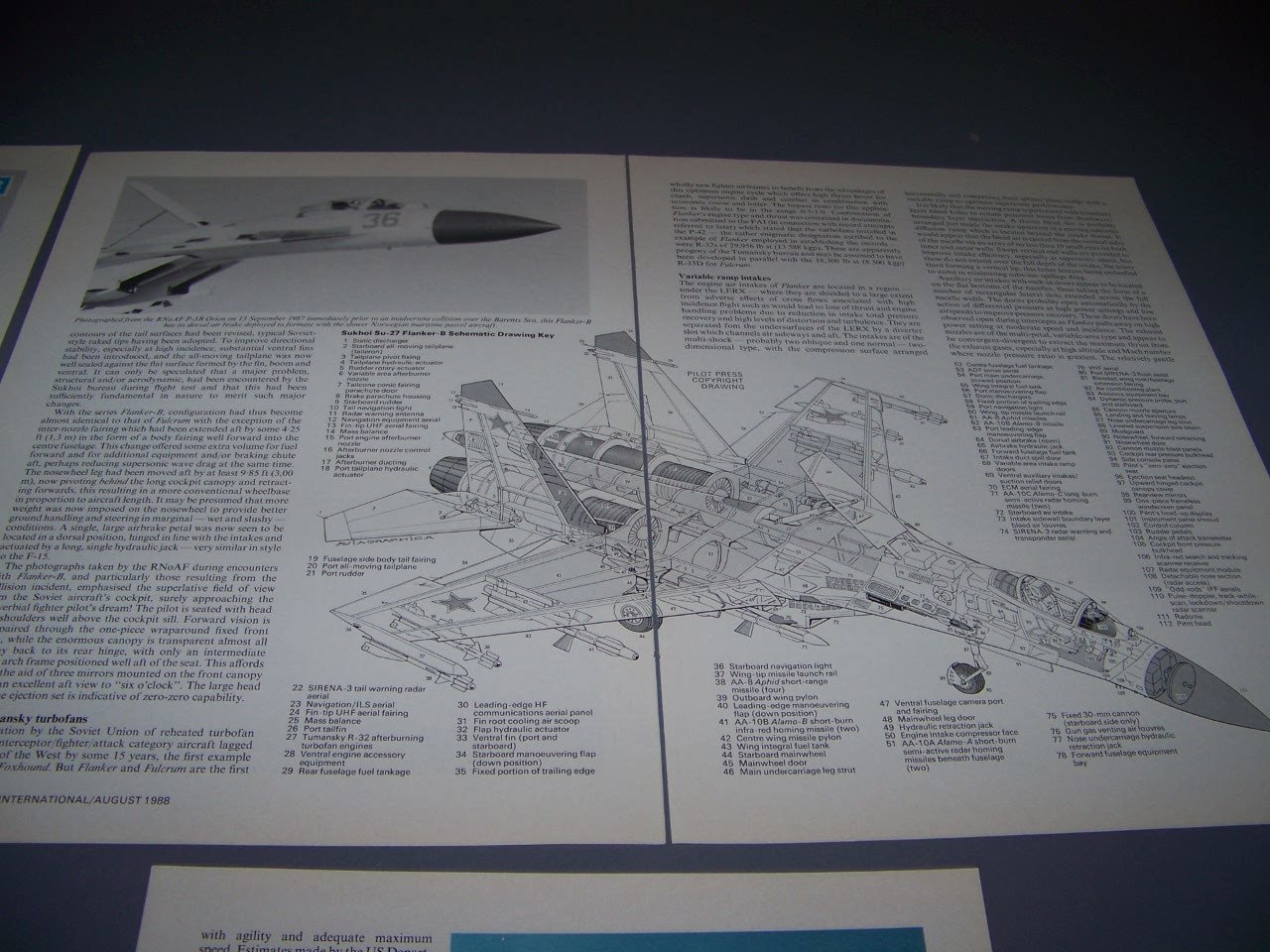 SUKHOI SU-27 FLANKER " IN SOVIET SERVICE"....CUTAWAY/HISTORY/3-VIEWS ...
