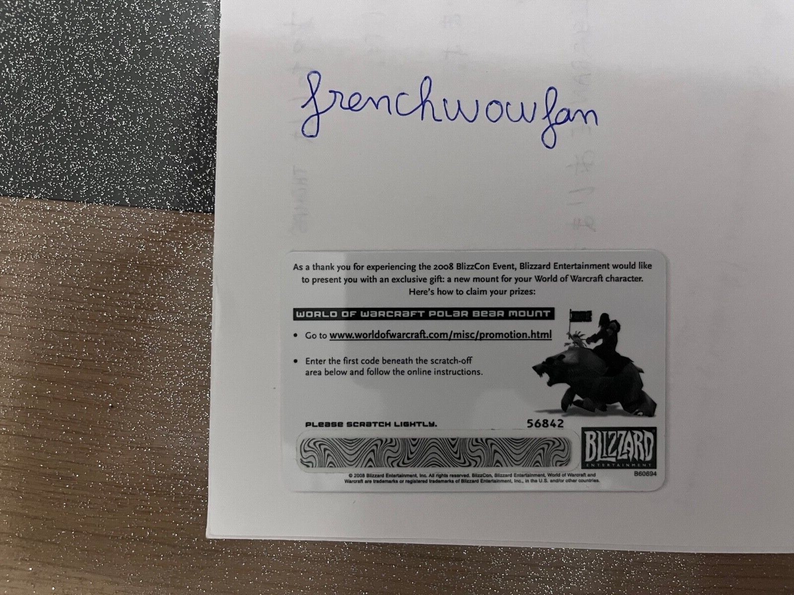 World of Warcraft : BlizzCon 2008 Loot Card-POLAR BEAR MOUNT | eBay