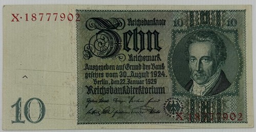 Germany 10 Reich Mark 1924-1929 Berlin German 5483# Currency Money ...