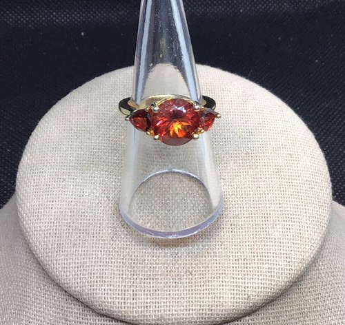 Gold Over Sterling Silver 925 Chunky Simulated Ruby Ring Sz 7.25 X693 ...