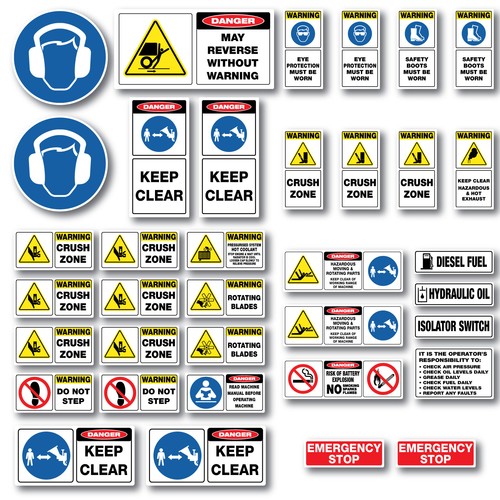 Wood Chipper risk assessment site approved safety stickers full kit 36 ...