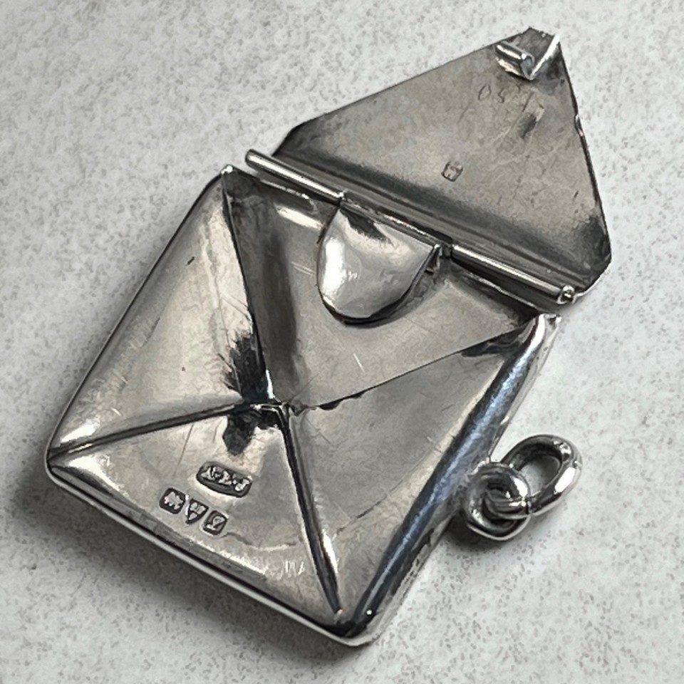 Antique Sterling Silver Envelope / Letter Fob or Pendant, Chester ...