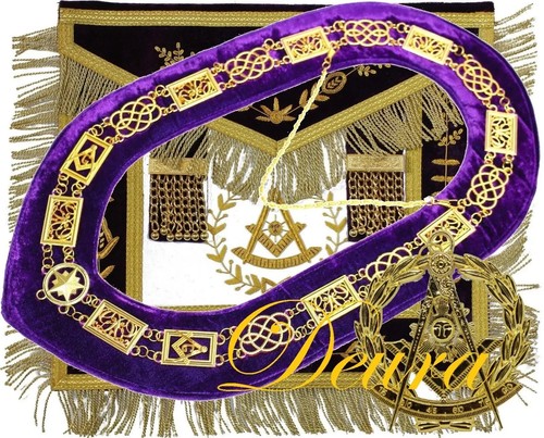 Masonic Grand Lodge Past Master APRON + Chain Collar Purple + Jewel ...