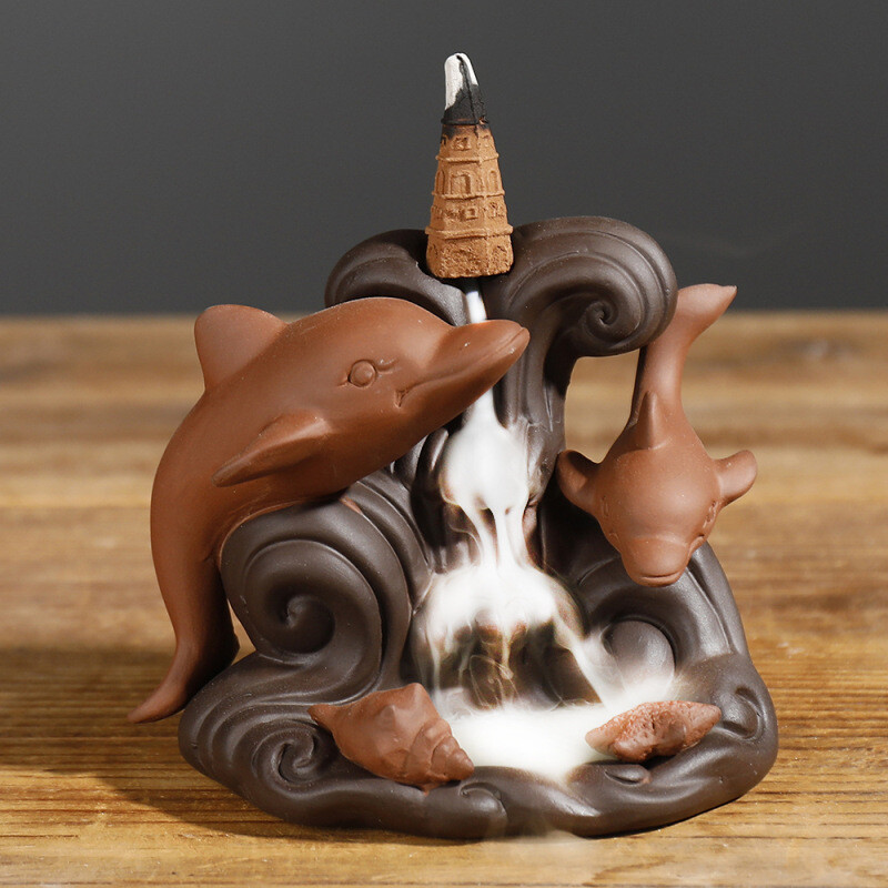 Watch Tower Smoke Backflow Incense Burner Animal Dolphin Sandalwood ...