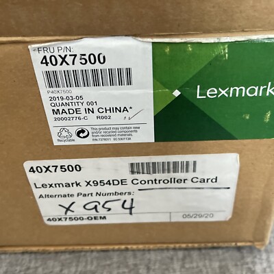 Genuine OEM Lexmark 40X7500 Controller Card X950 Series NEW OPEN BOX ...