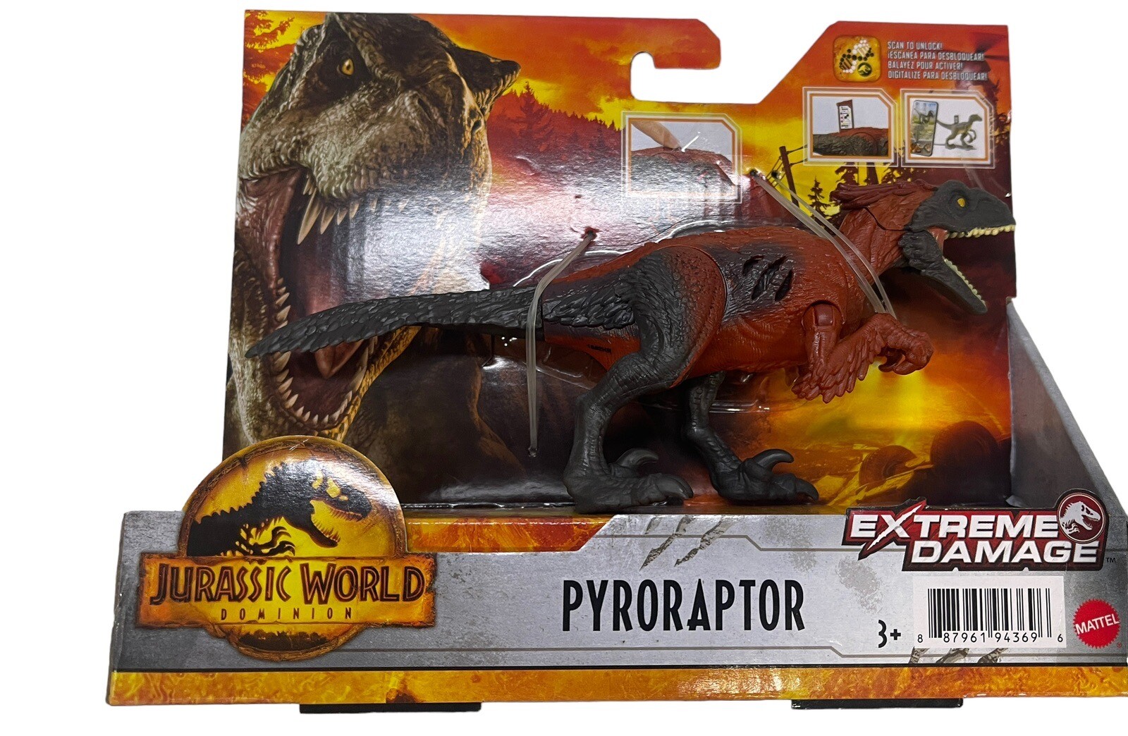 Mattel Jurassic World Extreme Damage Pyroraptor 3+Action Figure - GWN18 ...