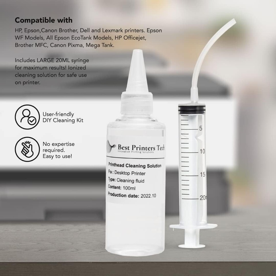 Printhead Cleaning Kit HP, Epson,Canon, Brother & Lexmark 100ml High ...