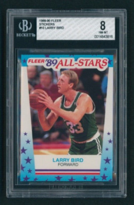 1989-90 Fleer Sticker Larry Bird #10 BGS 8 NM-MT BOSTON CELTICS GREAT ...