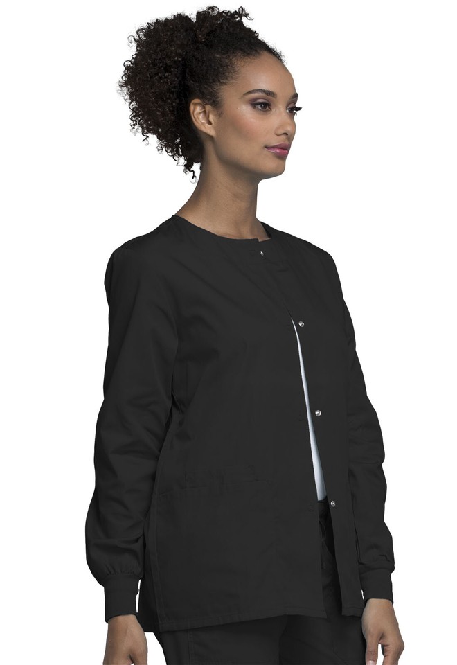 Cherokee Workwear Women Originals Snap Front Warm-Up Jacket 4350 BLKW ...