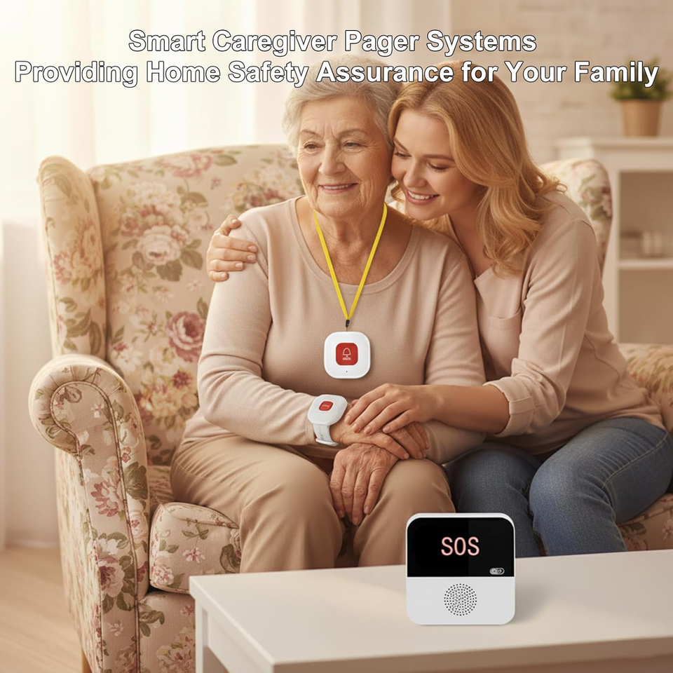 Wireless Caregiver Pager Life Alert System for Seniors No Monthly Fee ...