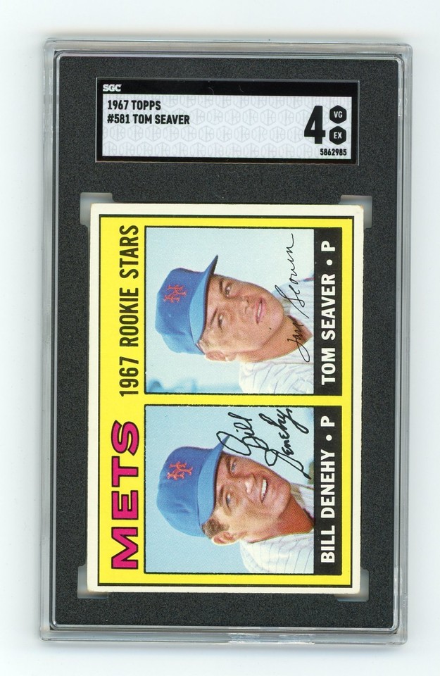 TOM SEAVER ROOKIE CARD 1967 TOPPS 581 SGC4 NEW YORK METS SCARCE HI# HOF ...