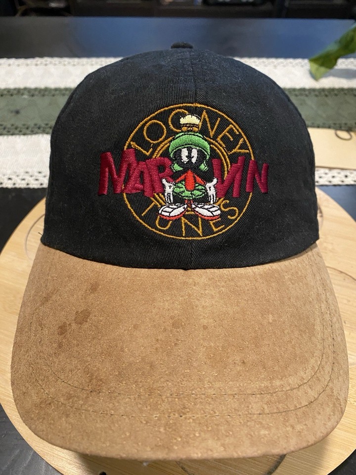 Vintage 90s Marvin the Martian Hat Cap Cinch Back Black Embroidered ...