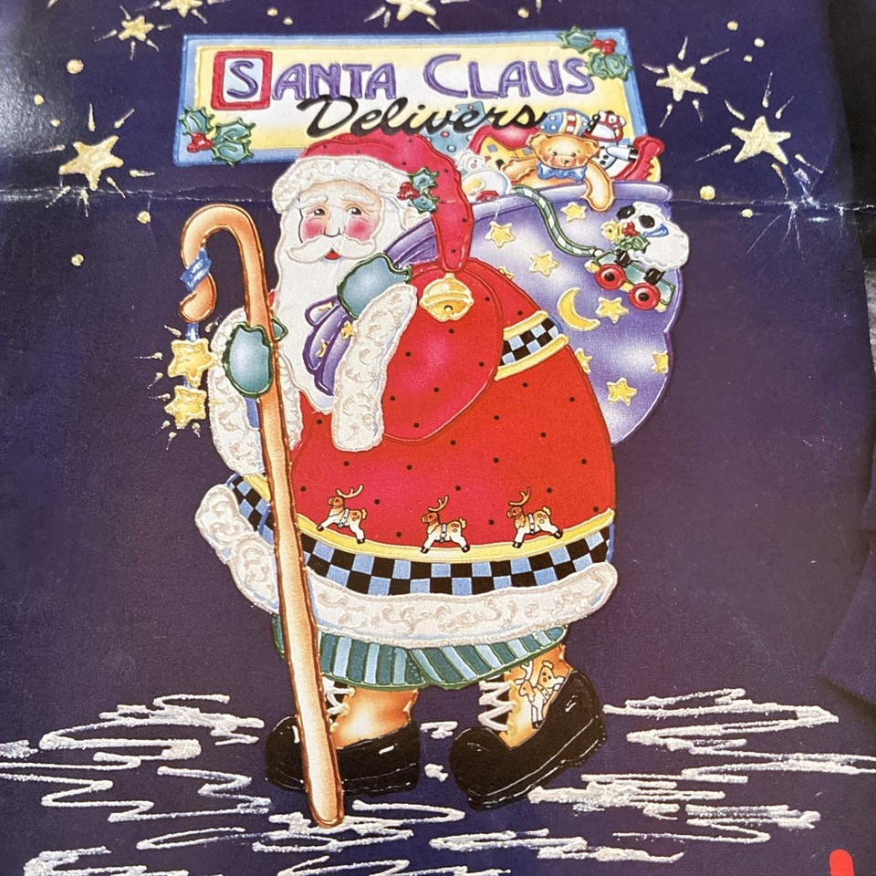 Santa Pillow Wearable Art Applique No-Sew Christmas Panel NOS Daisy ...