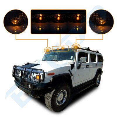 5pc Smoke Cab Marker Roof Running Top Lights w/Bulbs for Hummer H2 SUV ...