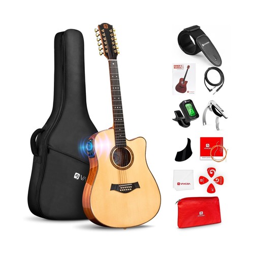 Vangoa 12 String Guitar Acoustic Electric, Upgraded Guitar 12 Strings ...