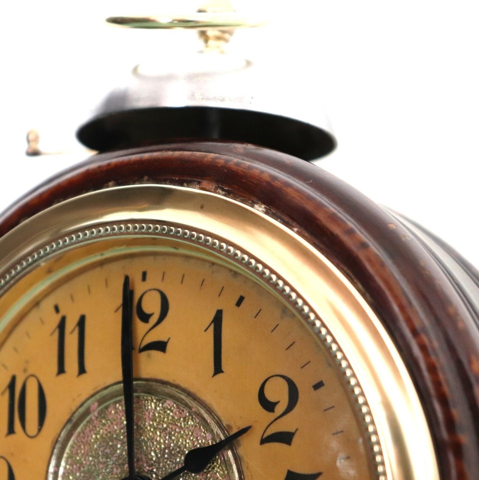 JUNGHANS Alarm Mantel Clock Antique XXL Wood 1920s BELL German RESTORED ...