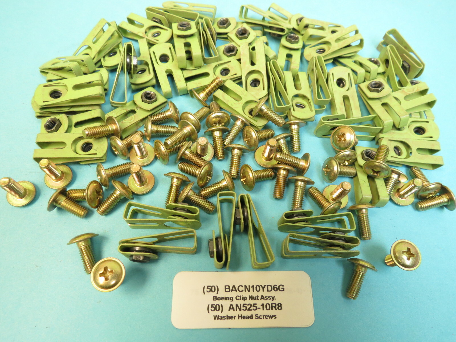50 ea. Boeing Aircraft # BACN10YD6G #10-32 Clip Nuts + 50 ea. AN525 ...
