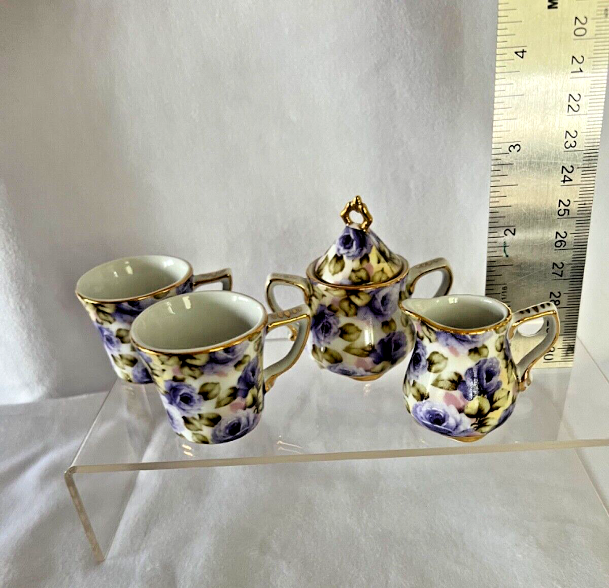 Vintage! Fielder Keepsakes~Victorias Garden Purple Rose Miniature Tea ...