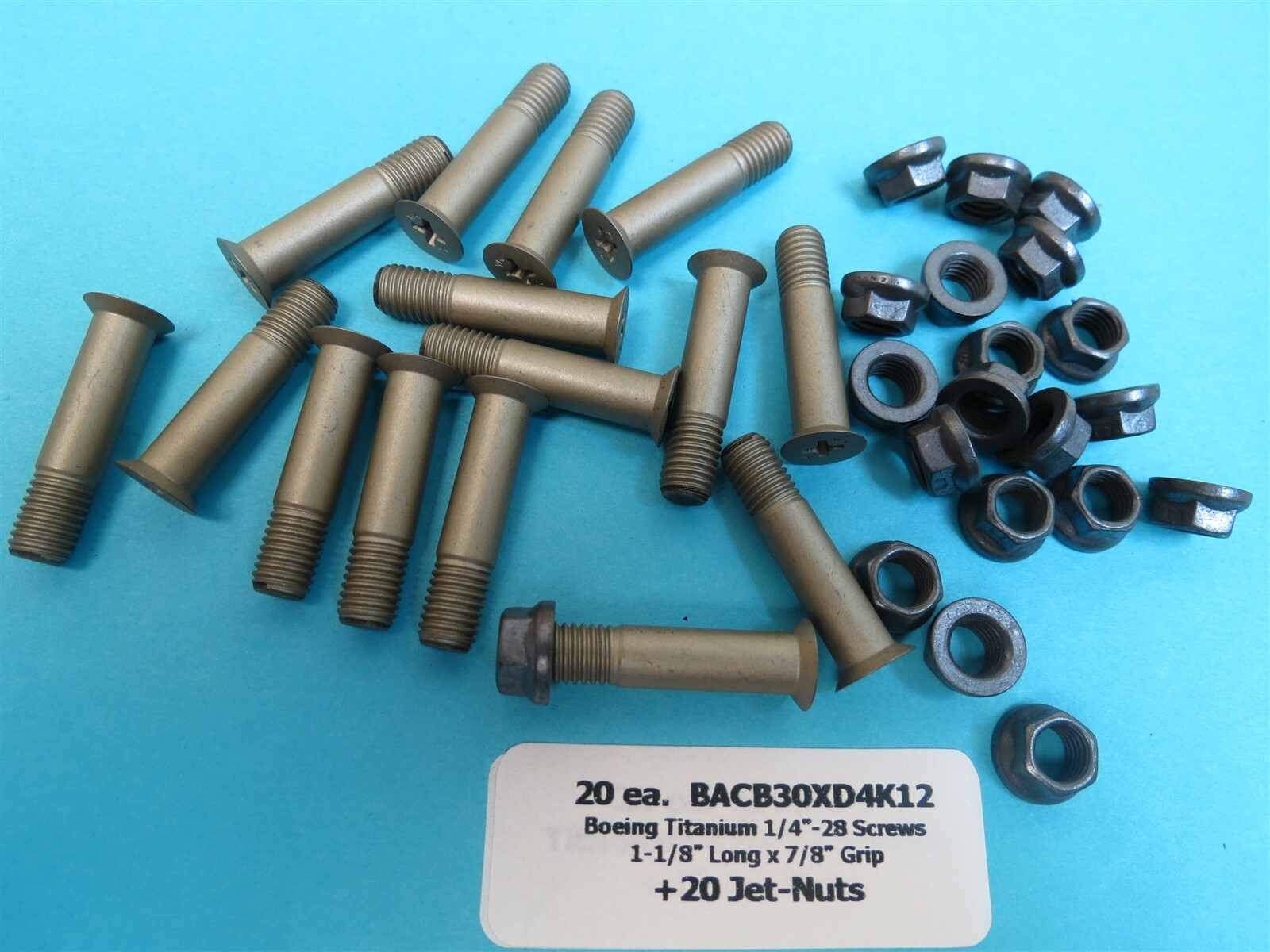 20 Titanium Boeing BACB30XD4K12 Flush ¼-28 x 1-1/8 Screws +20 Aerospace ...