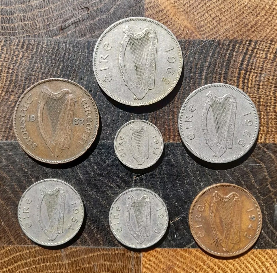 IRELAND EIRE 7 COIN SET 1933-66 Irish Half penny- Halfcrown FREEPOST UK ...