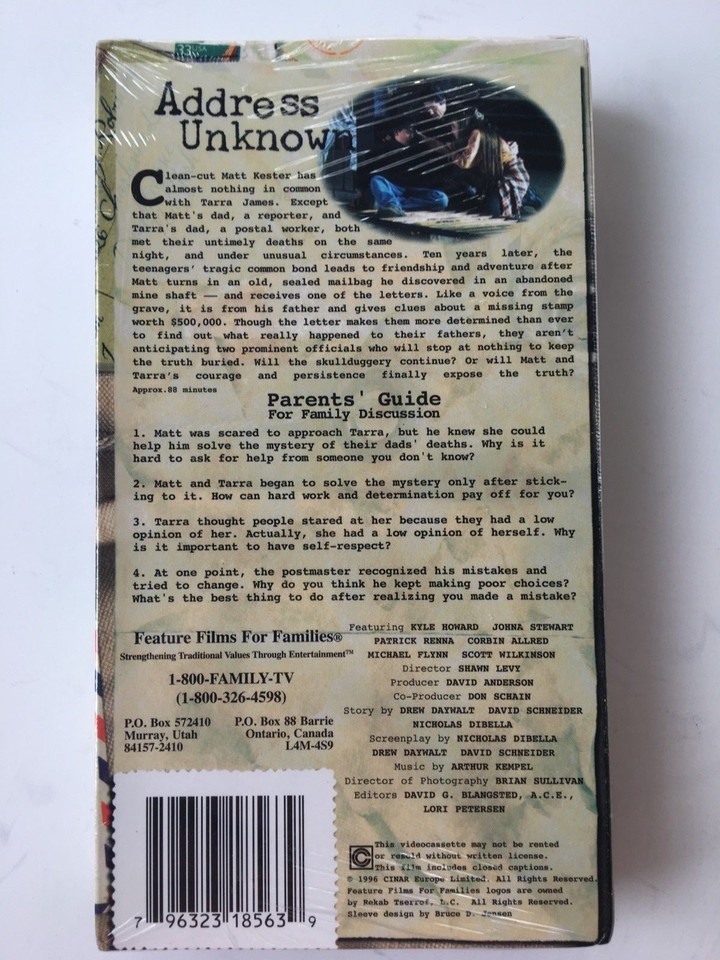VHS Tape Address Unknown Brand New with Factory Plastic Still on it. | eBay