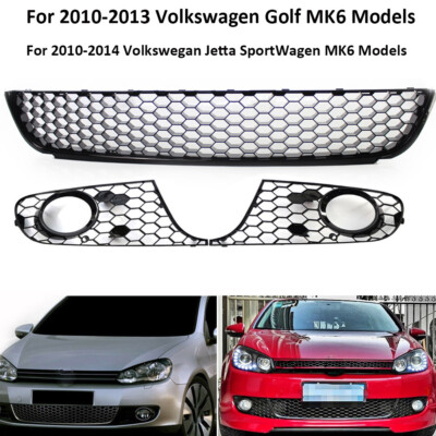 Honeycomb Mesh Bumper Grille Fog Light Grill Set For VW MK6 Golf/Jetta ...