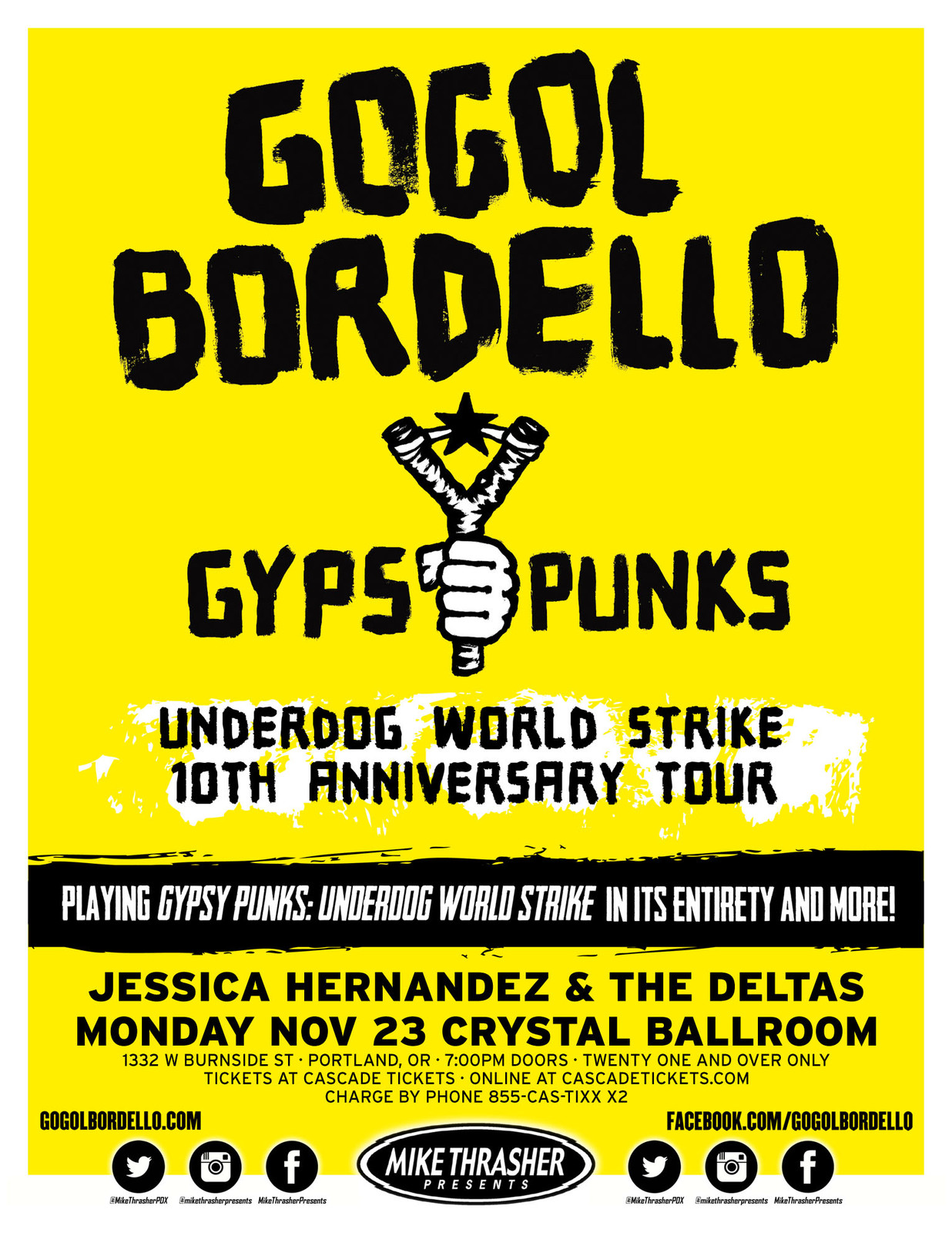 GOGOL BORDELLO "10TH ANNIVERSARY TOUR" 2015 PORTLAND CONCERT POSTER ...