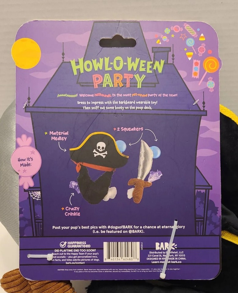 Halloween Dog Costume BARKBOX DOG TOY HOWLOWEEN BARKBEARD M/L PIRATE | eBay