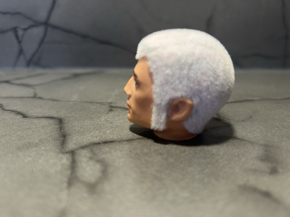 Palitoy Vintage Action Man Custom White Flock Head Only With Sideys ...