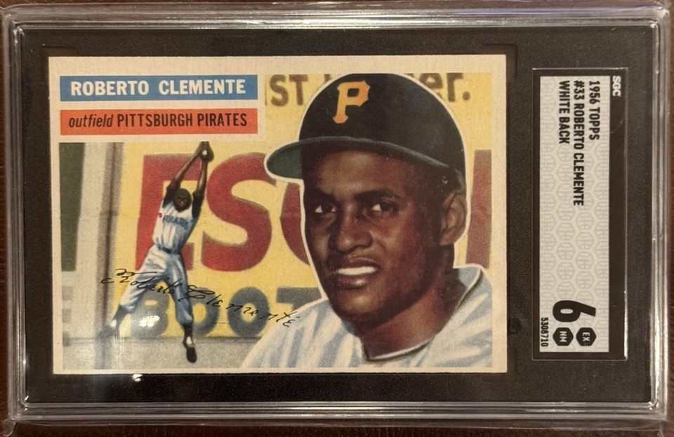 1956 Topps #33 Roberto Clemente White Back SGC 6 EX Sharp Example HOF ...