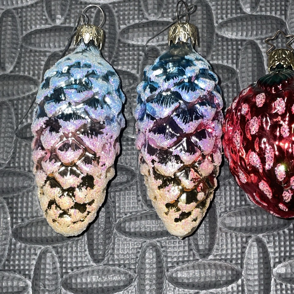 4 Vintage West Germany Glass Christmas Ornaments - Pine Cones ...