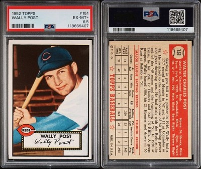 1952 Topps #151 Wally Post Cincinnati Reds Rookie PSA 6.5 EX-MT+ | eBay