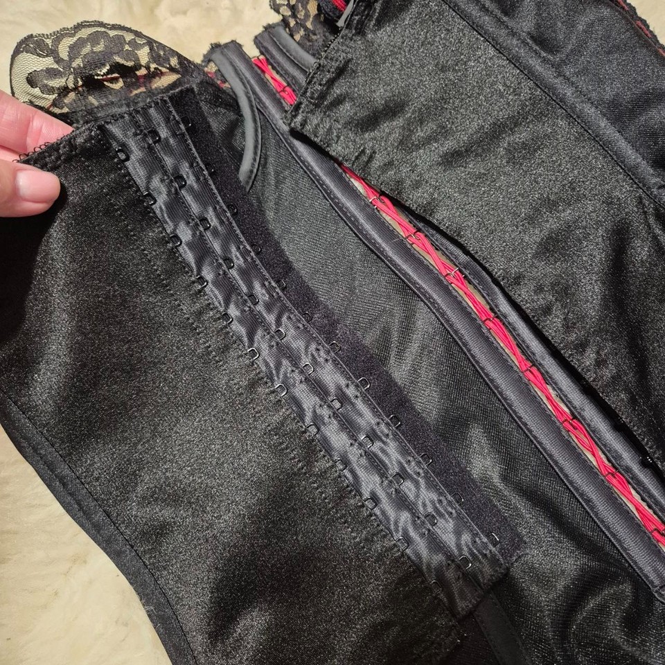 Vintage Gossard Black Satin&Lace Corset Bustier with Garters 34 B made ...