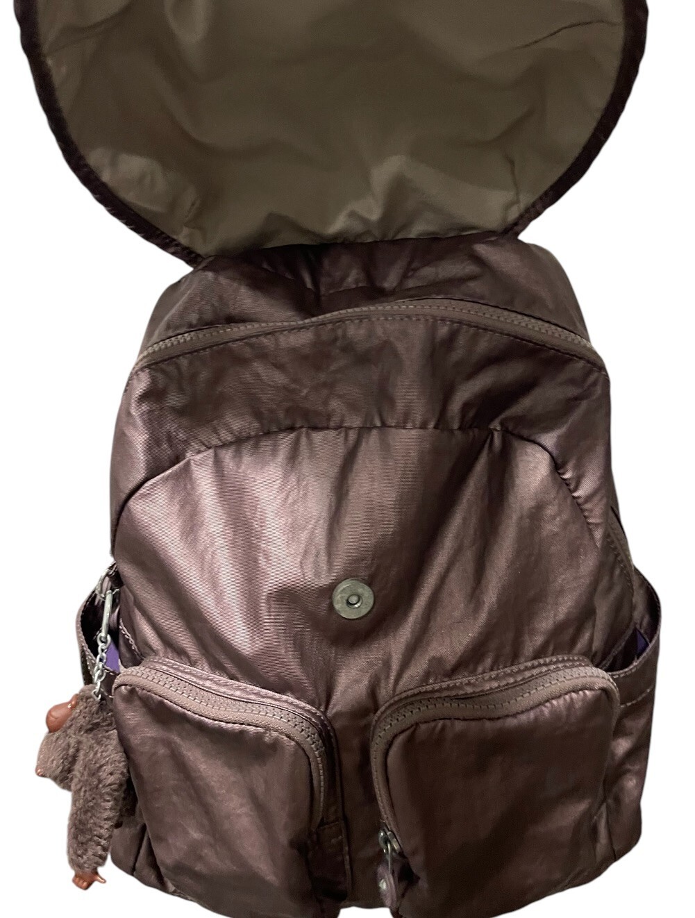 KIPLING Fiona Medium Dark Maroon Metallic Travel Backpack Bag | eBay