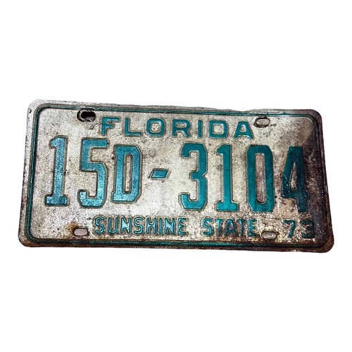 Vintage 1973 Florida Sunshine State License Plate Original Tag 15D 3104 ...