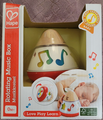Hape Baby Toy Musical Windup Rotating Music Box Cone Shaped New In Box ...