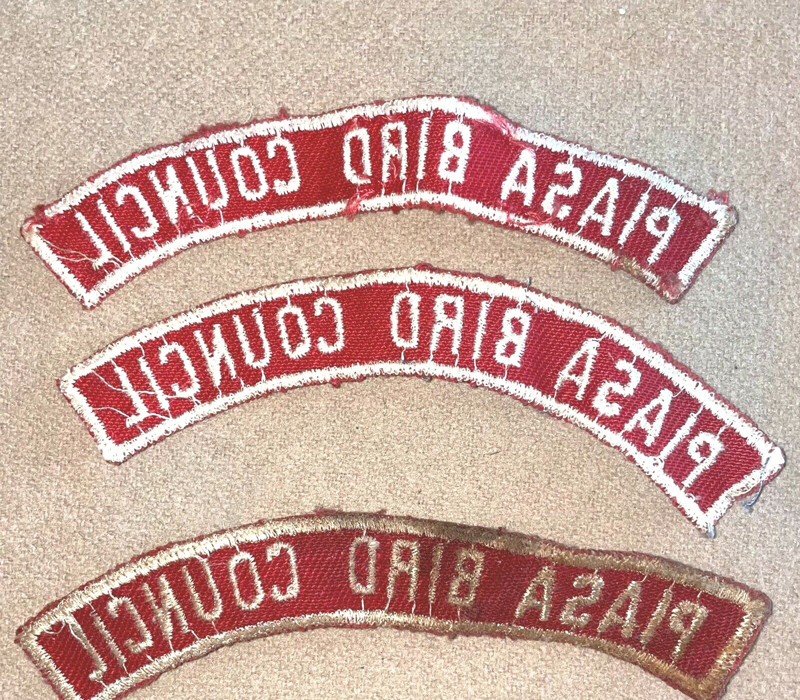 THREE (3) VINTAGE BSA BOY SCOUTS PIASA BIRD COUNCIL CURVED STRIPS | eBay