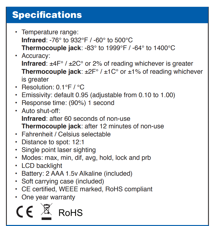 COOPER 412 INFRARED THERMOMETER | eBay